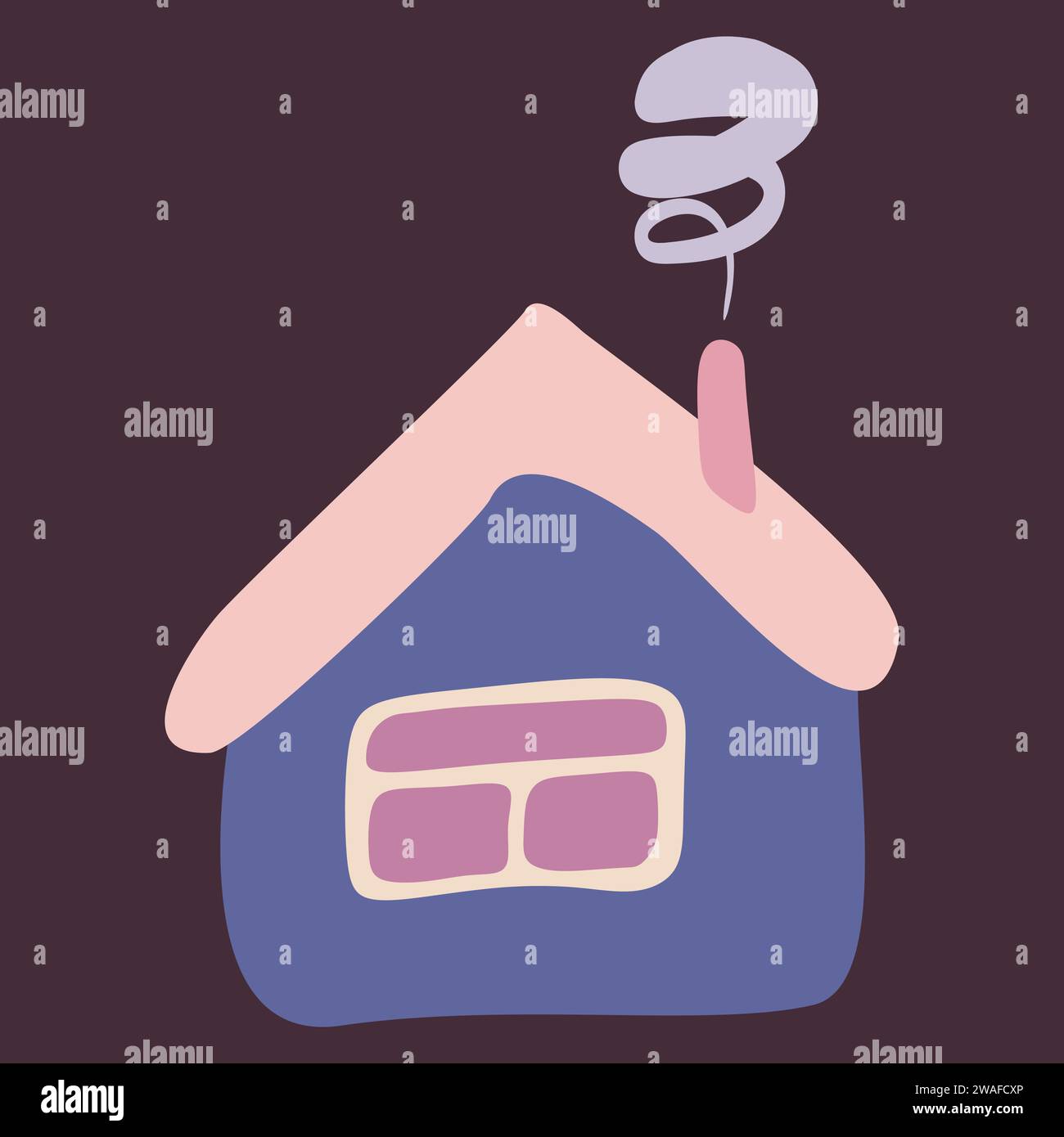 Quirky cartoon Tiny House with Smoke from Chimney. Kids style ...