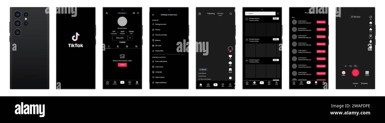 Tik Tok design in Samsung galaxy s23 ultra. Tik Tok screen social media ...