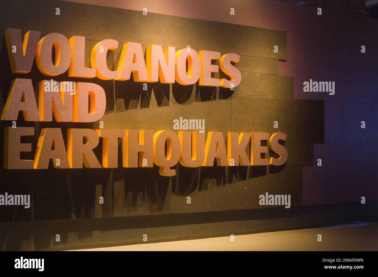 sign of earthquakes and volcanoes display area in the Natural History ...