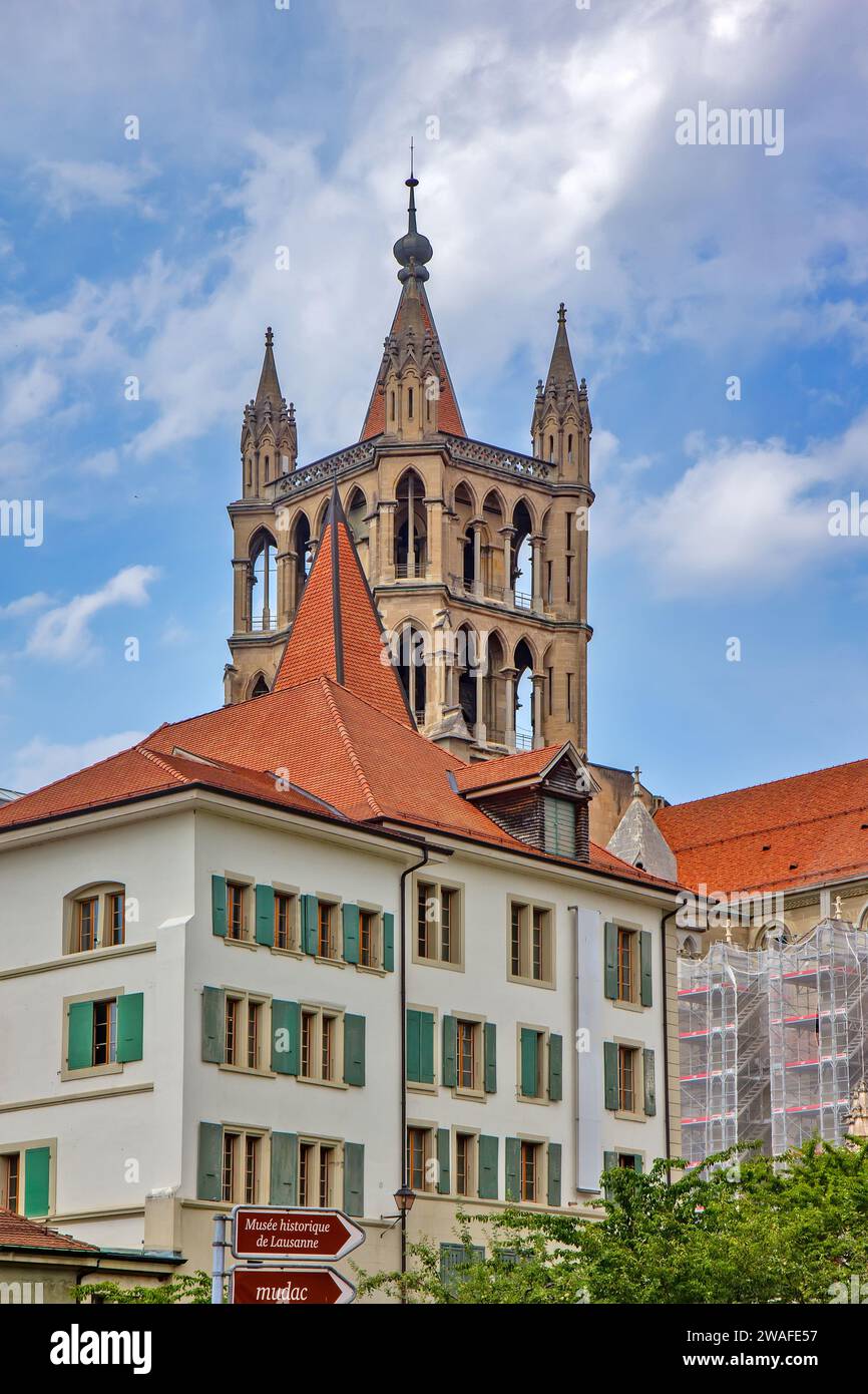 The Cathedral of Notre Dame of Lausanne in Swiss - exterior Stock Photo ...