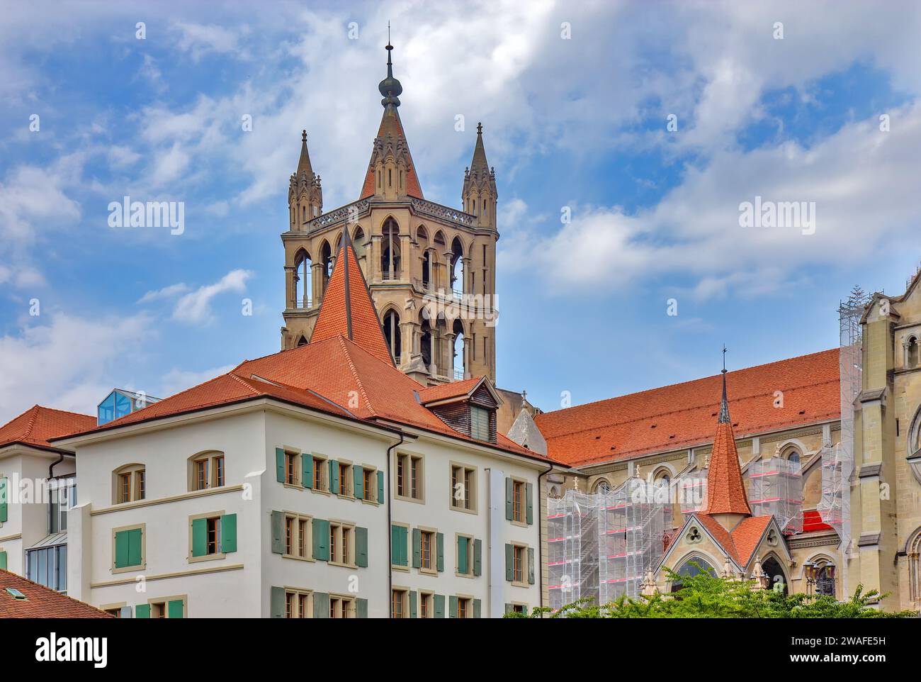 The Cathedral of Notre Dame of Lausanne in Swiss - exterior Stock Photo ...