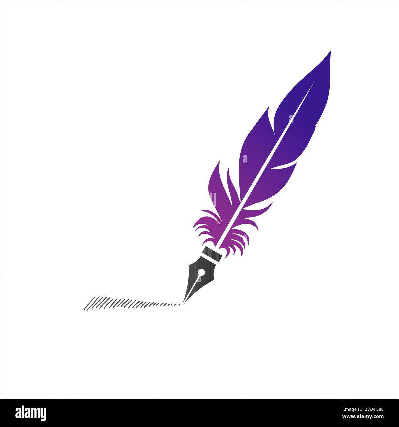 Illustration of retro writing feather. Quill pen for design and ...