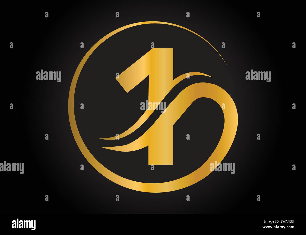 1 Letter Logo with Golden Luxury Color and Monogram Design Vector ...