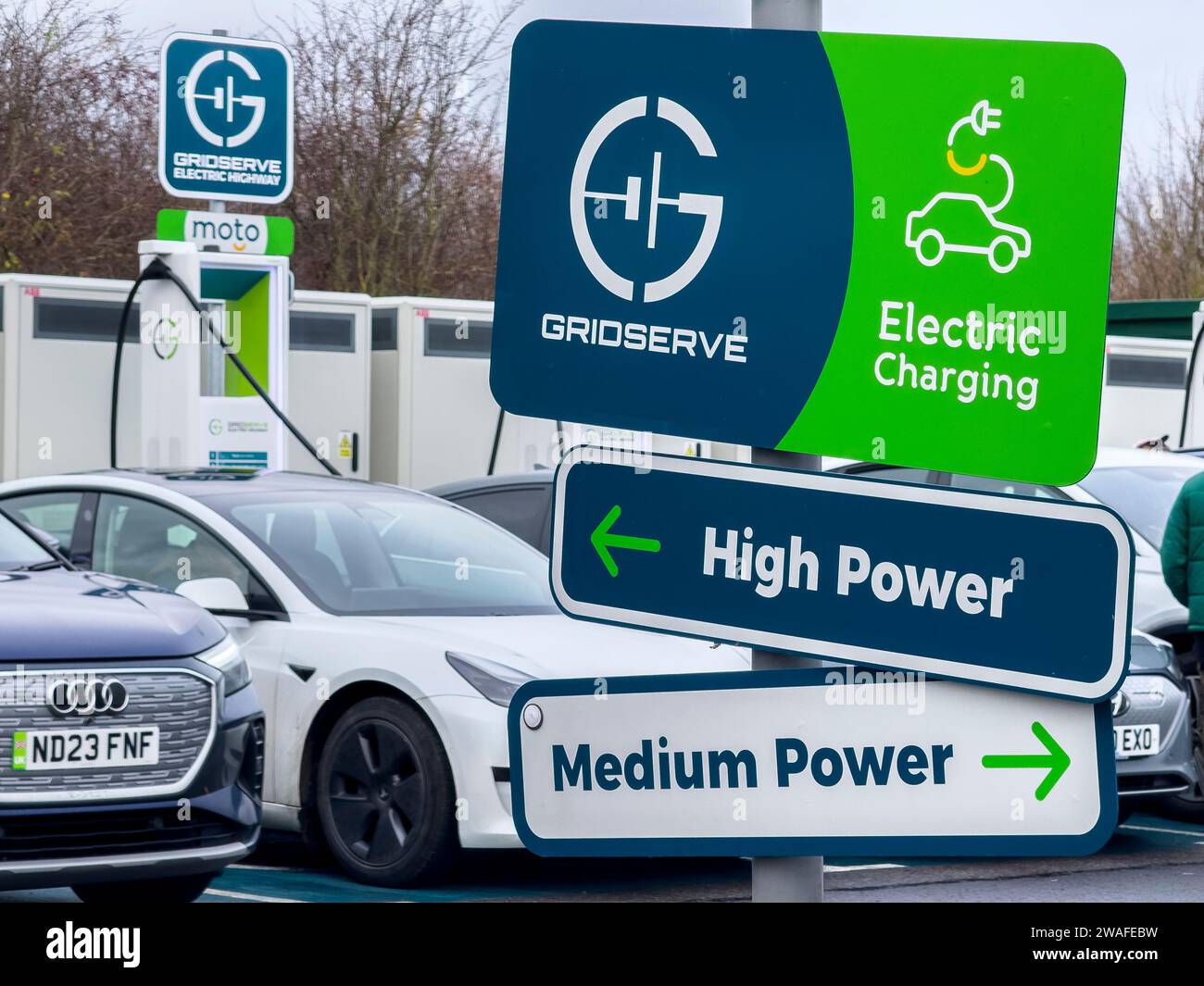 MOTO Services, Wetherby, A1, Yorkshire, England, UK. Images of the EV ...