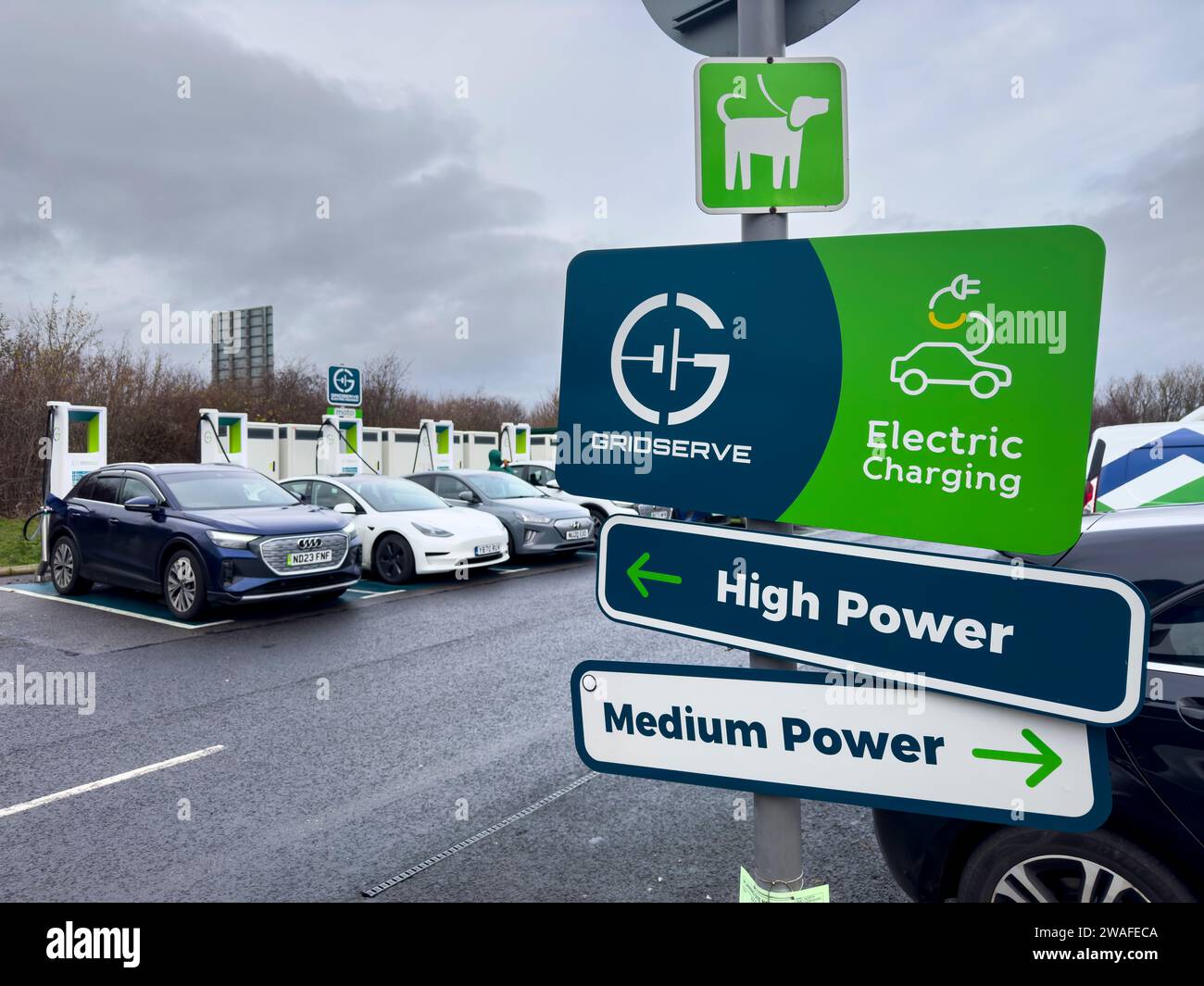 MOTO Services, Wetherby, A1, Yorkshire, England, UK. Images of the EV ...