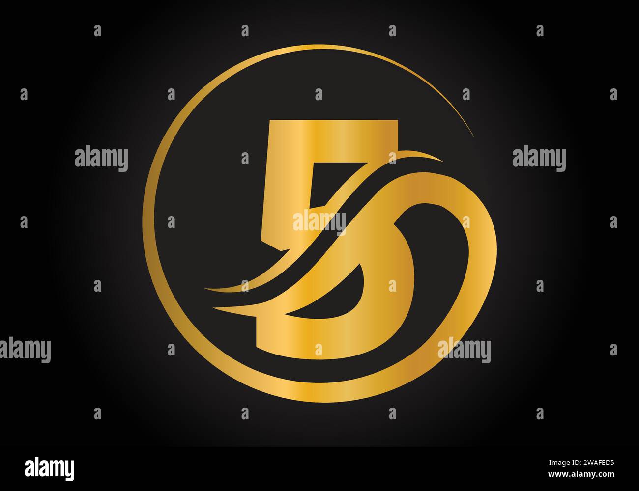 5 Letter Logo with Golden Luxury Color and Monogram Design Vector ...