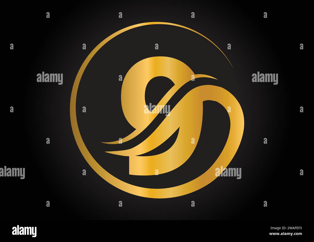9 Letter Logo with Golden Luxury Color and Monogram Design Vector ...