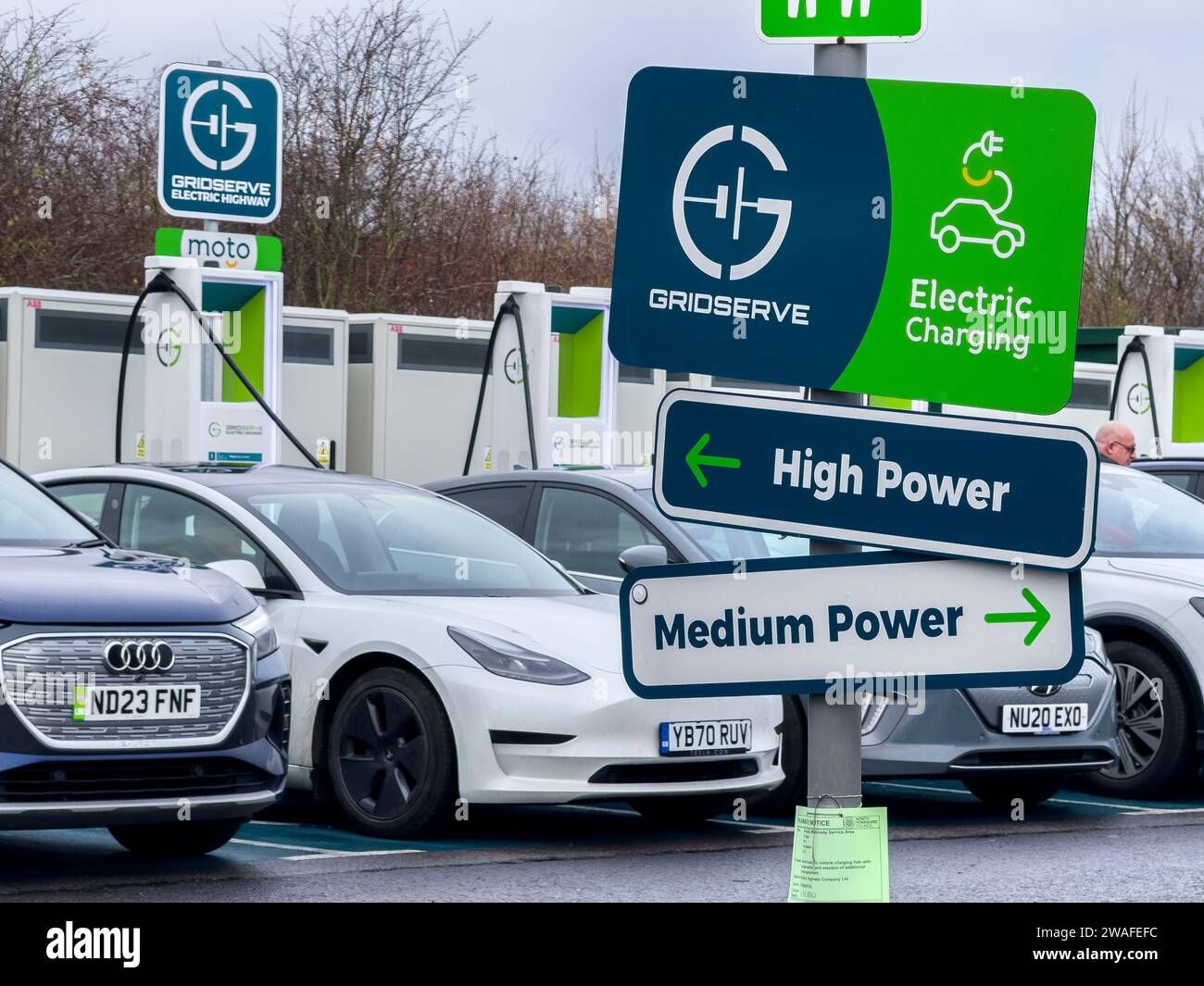 MOTO Services, Wetherby, A1, Yorkshire, England, UK. Images of the EV ...