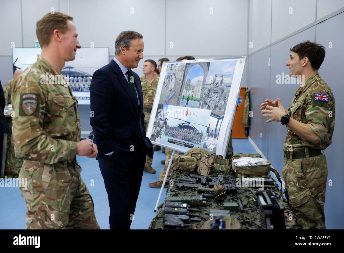 Foreign Secretary David Cameron meets British troops, part of the NATO ...
