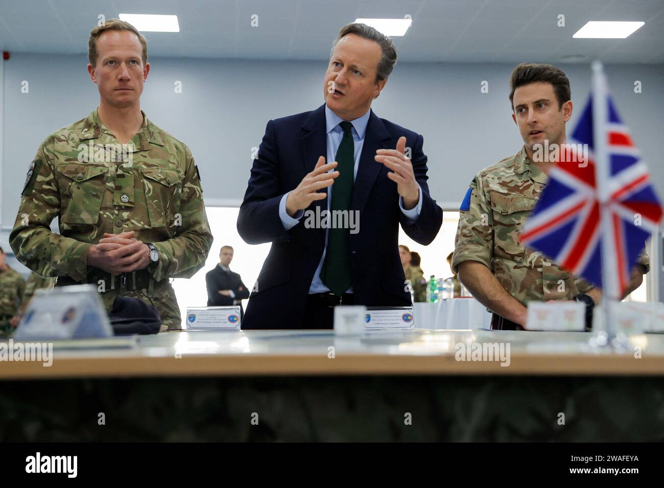 Foreign Secretary David Cameron meets British troops, part of the NATO ...