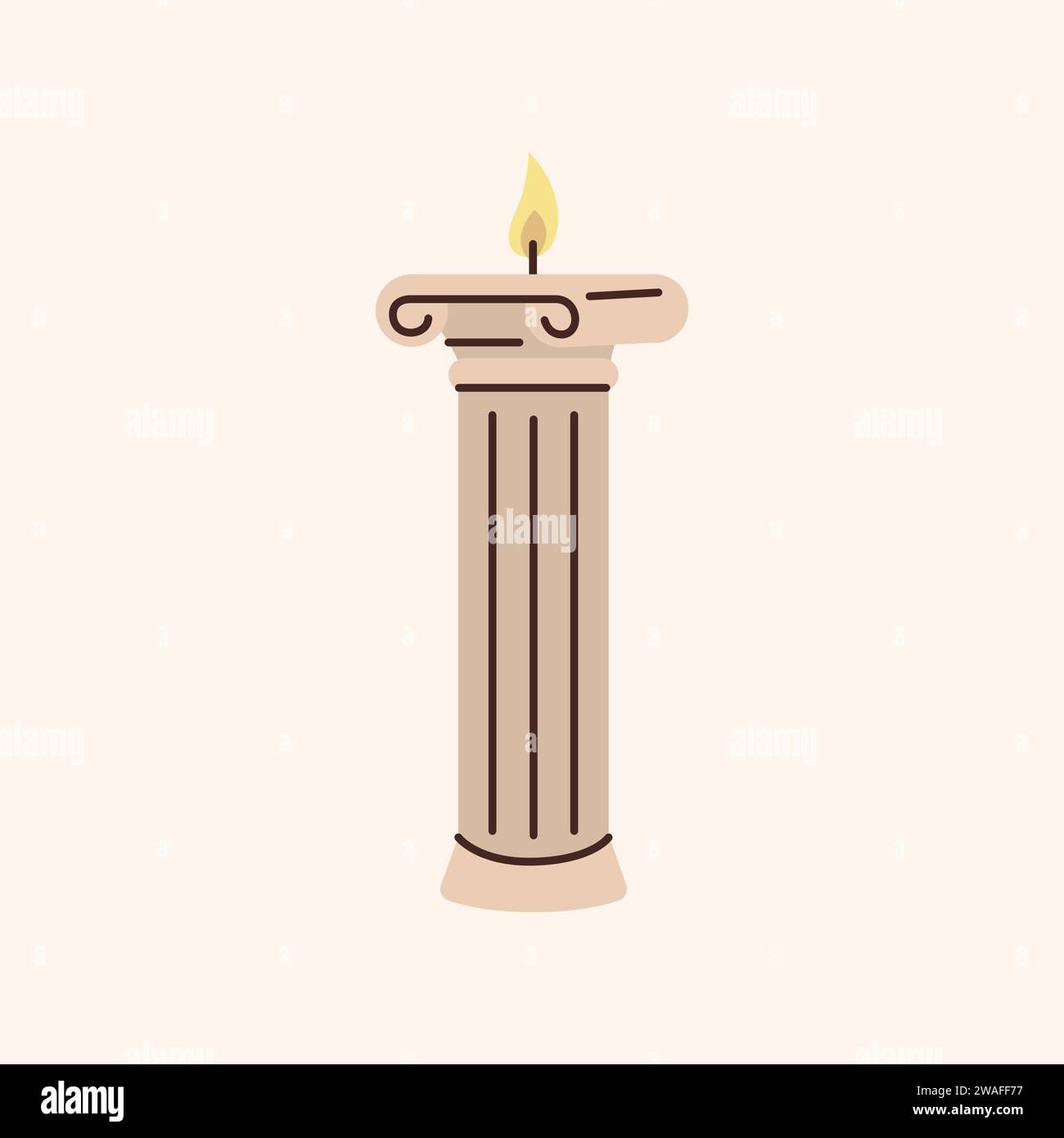 Soy candle in the shape of a Roman column flat element. Home decorative ...