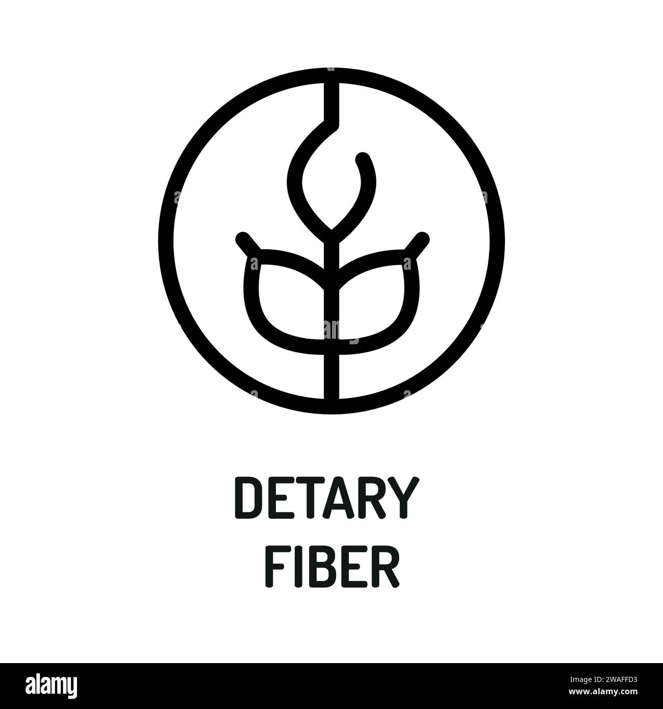 Detary fiber line black icon. Nutrition facts. Agriculture, wheat Stock ...