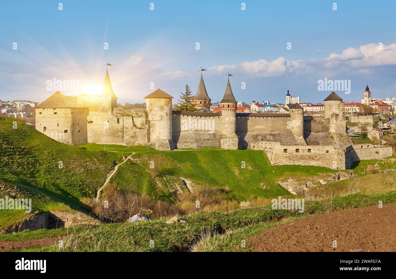 Old Castle medieval castle town of Kamenetz-Podolsk, Ukraine is one of ...