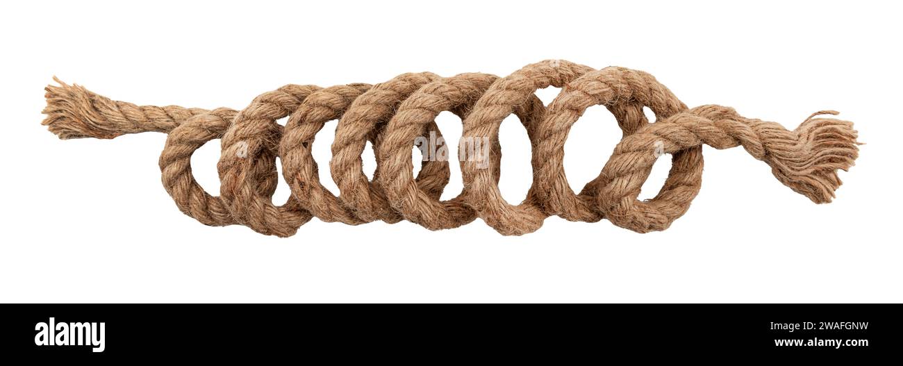 Jute rope with a knot or loop on a white background. Jute Stock Photo ...