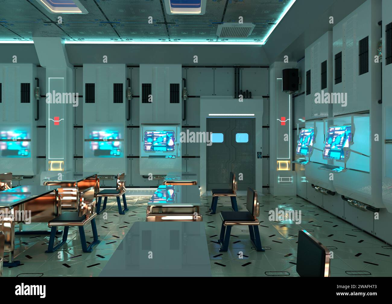 3D rendering of a futuristic high school classroom interior Stock Photo ...