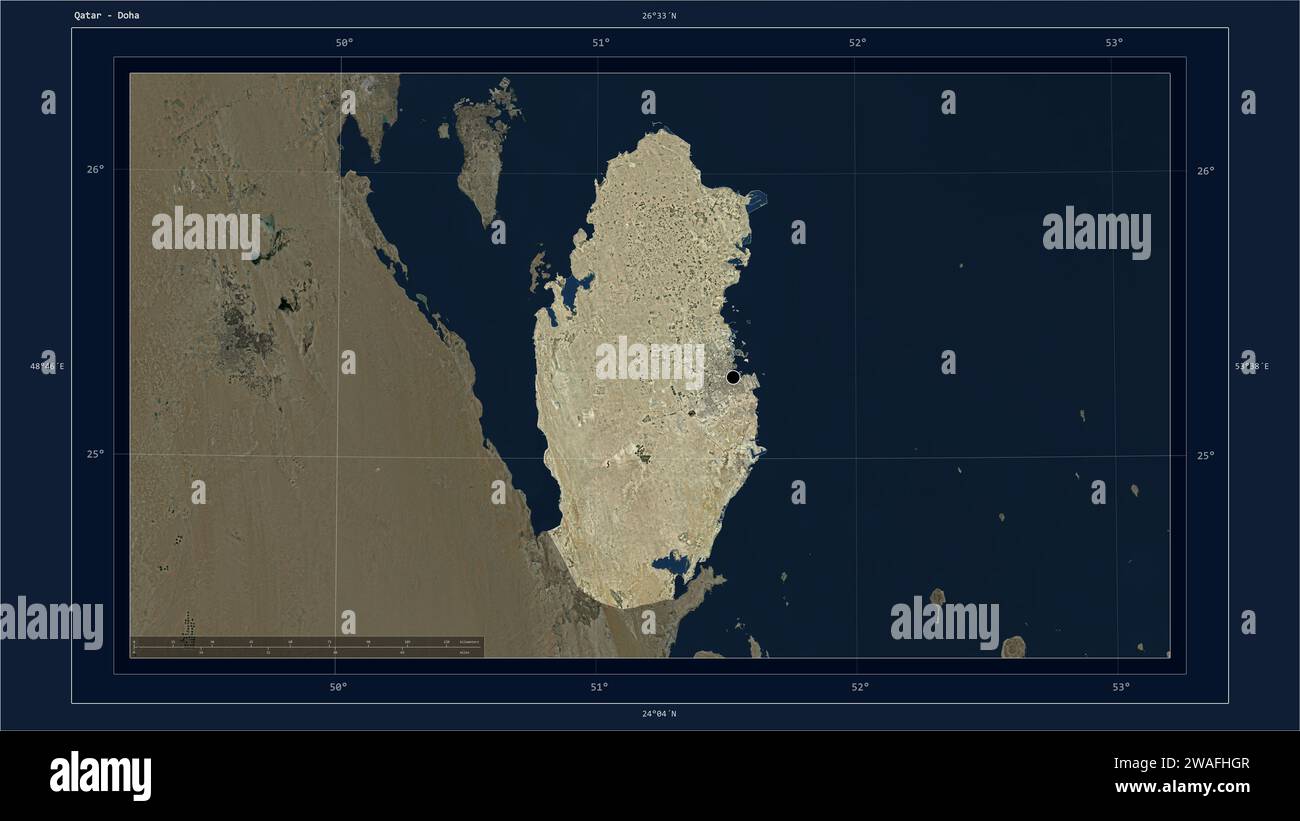 Qatar highlighted on a low resolution satellite map map with the ...