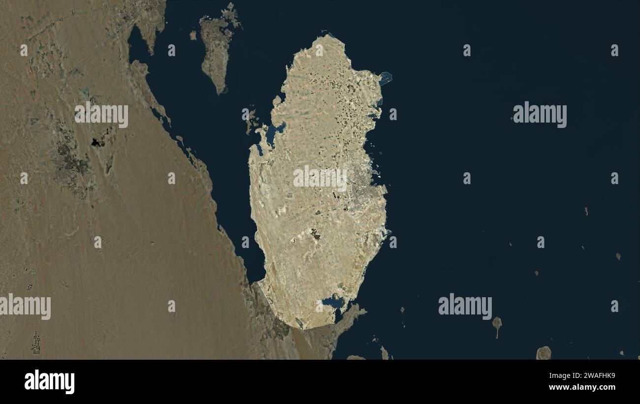 Qatar highlighted on a high resolution satellite map Stock Photo - Alamy