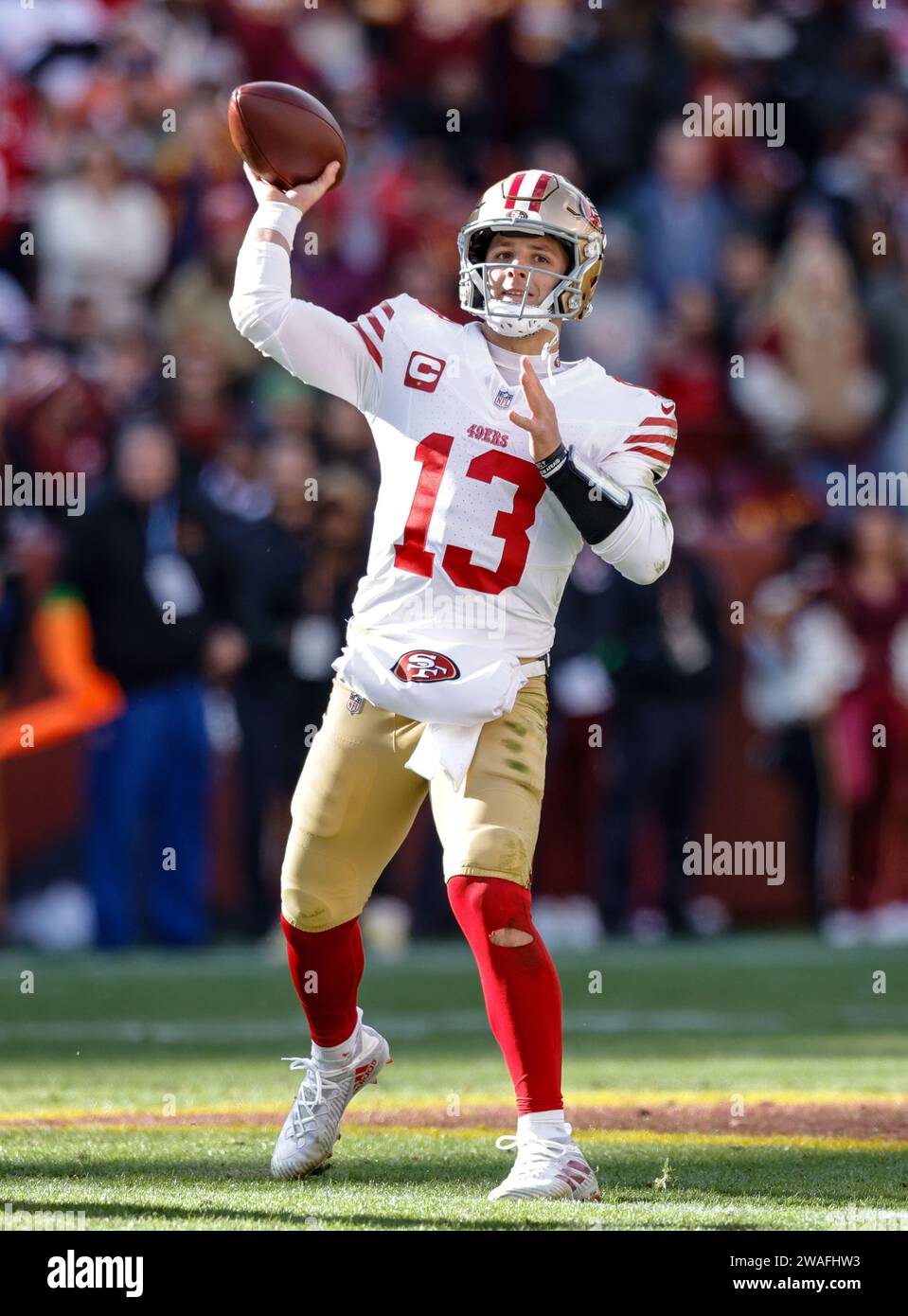 San Francisco 49ers quarterback Brock Purdy (13) set to throw the ball ...