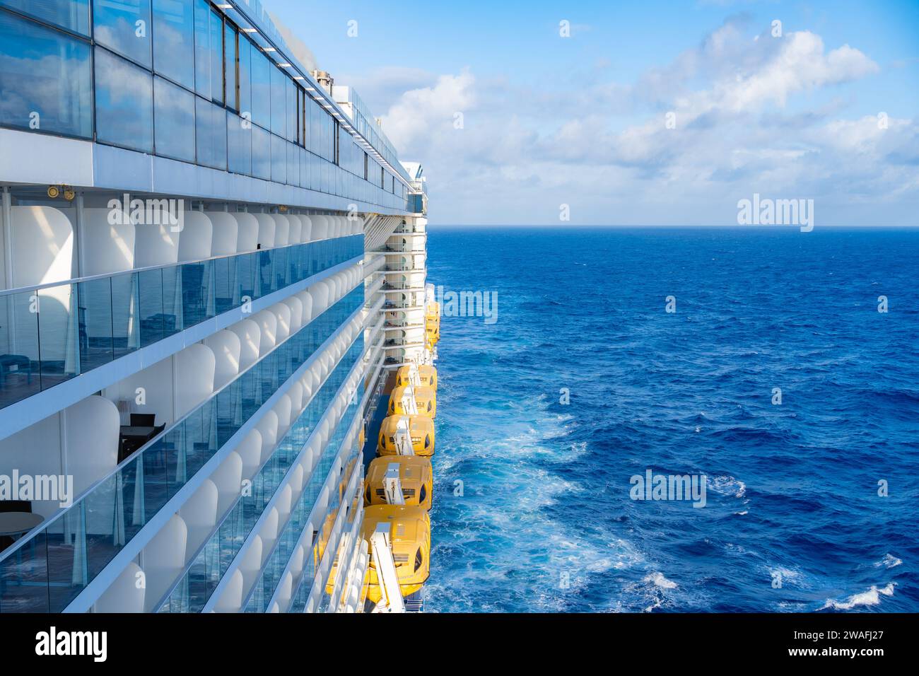 Captivating aerial view of a large cruise liner sailing in the vast ...