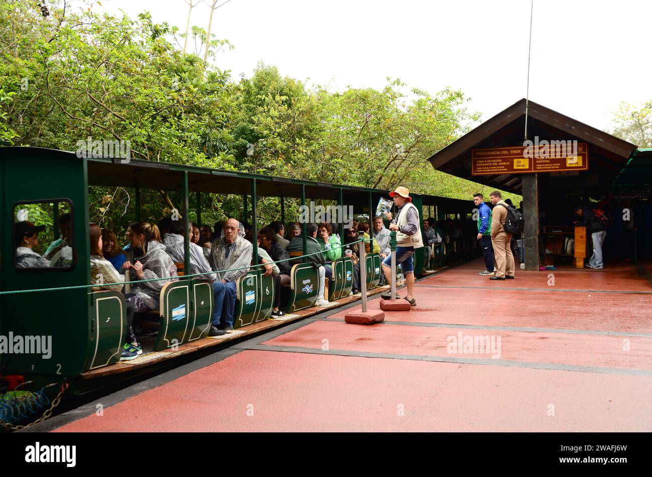 Tourist train to Iguazu waterfalls in Argentina side Stock Photo - Alamy