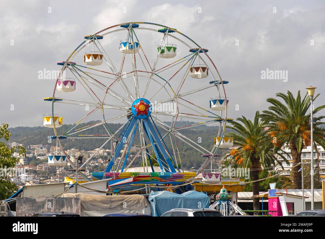 Colourful Ferris Wheel Fun Fair Park in Kavala Greece Stock Photo - Alamy
