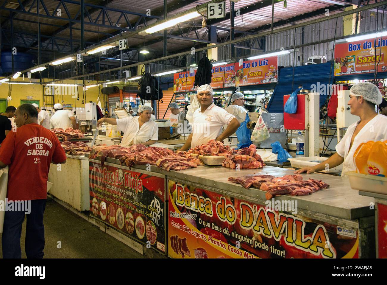 Manaus market, sale of meat. Brazil Stock Photo - Alamy