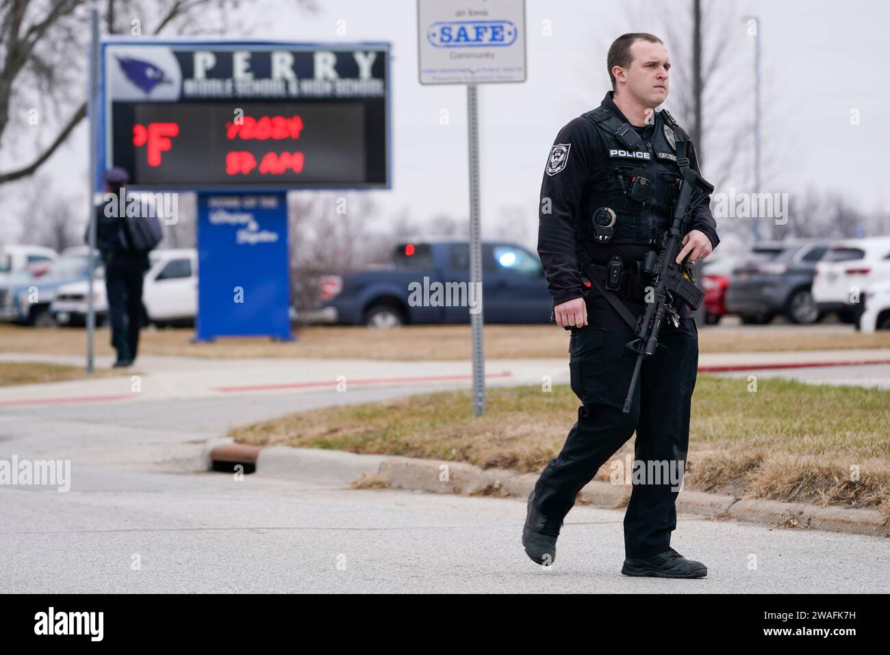 Police respond to Perry High School in Perry, Iowa., Thursday, Jan. 4 ...