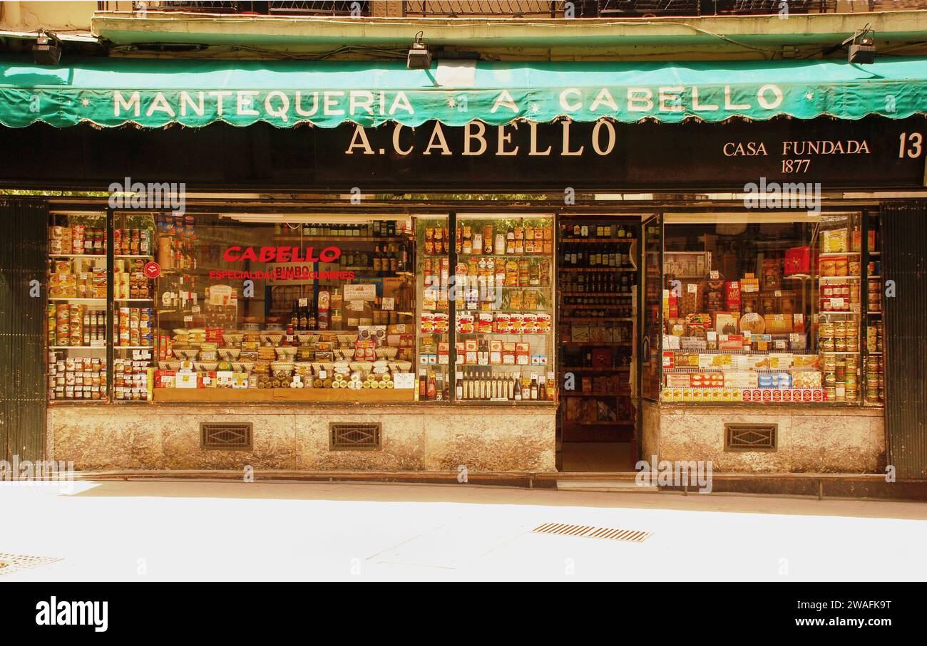 Traditional Food Shop, Madrid, Spain Stock Photo - Alamy