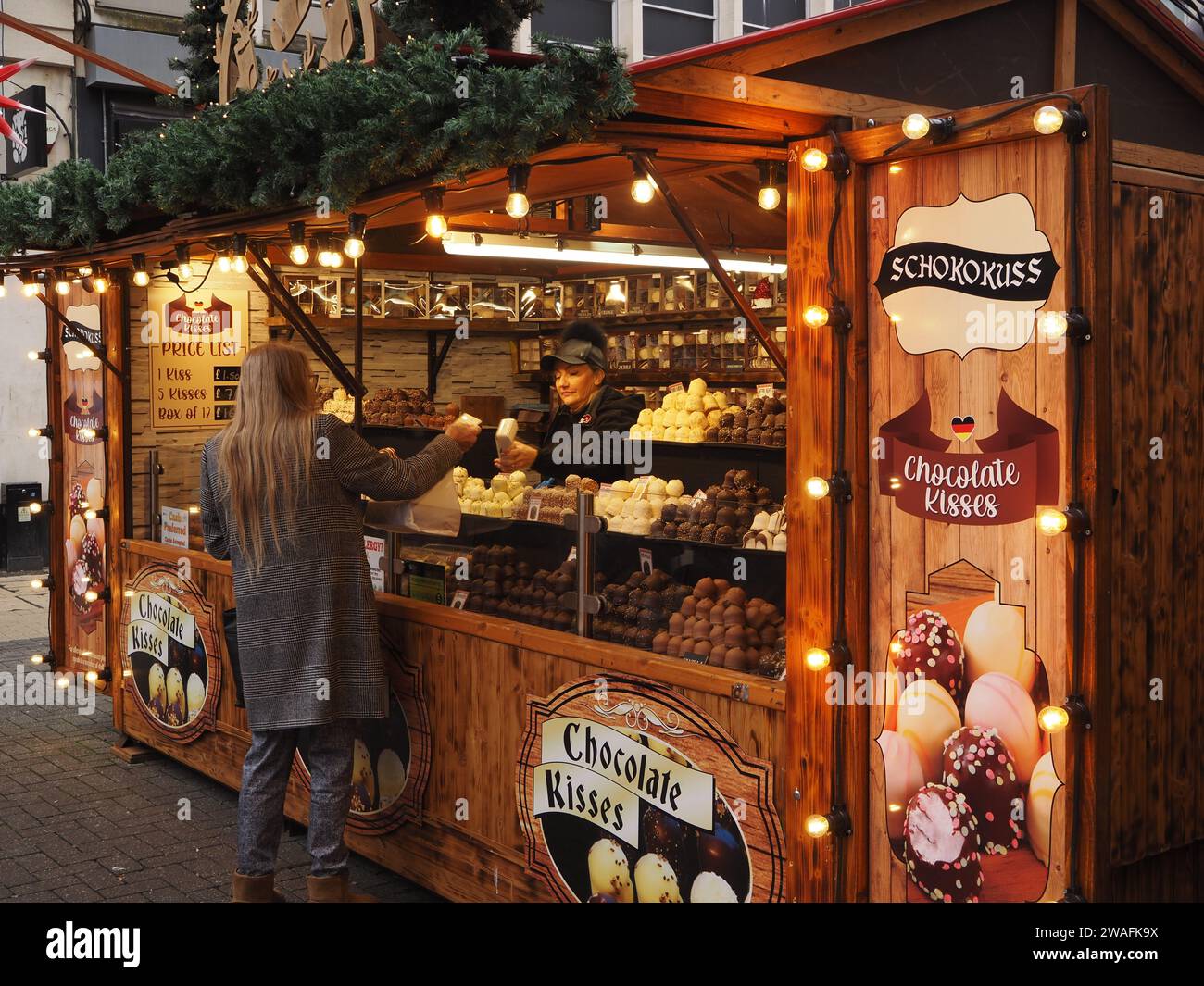 Chocolate Kisses chalet stall, Broadmead, Bristol Christmas Market ...