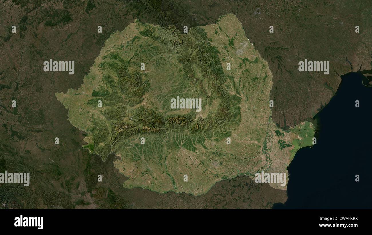 Romania highlighted on a low resolution satellite map Stock Photo - Alamy