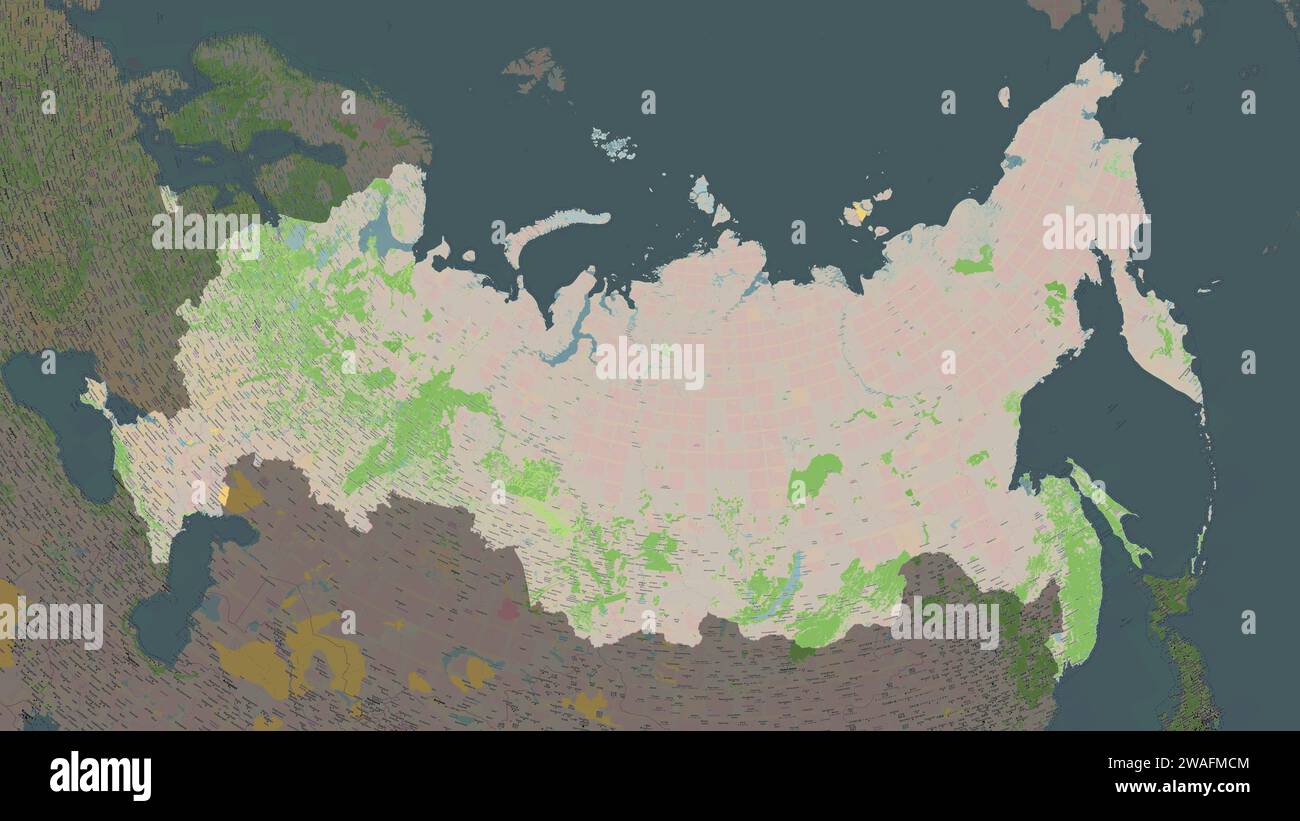 Russia highlighted on a topographic, OSM France style map Stock Photo ...