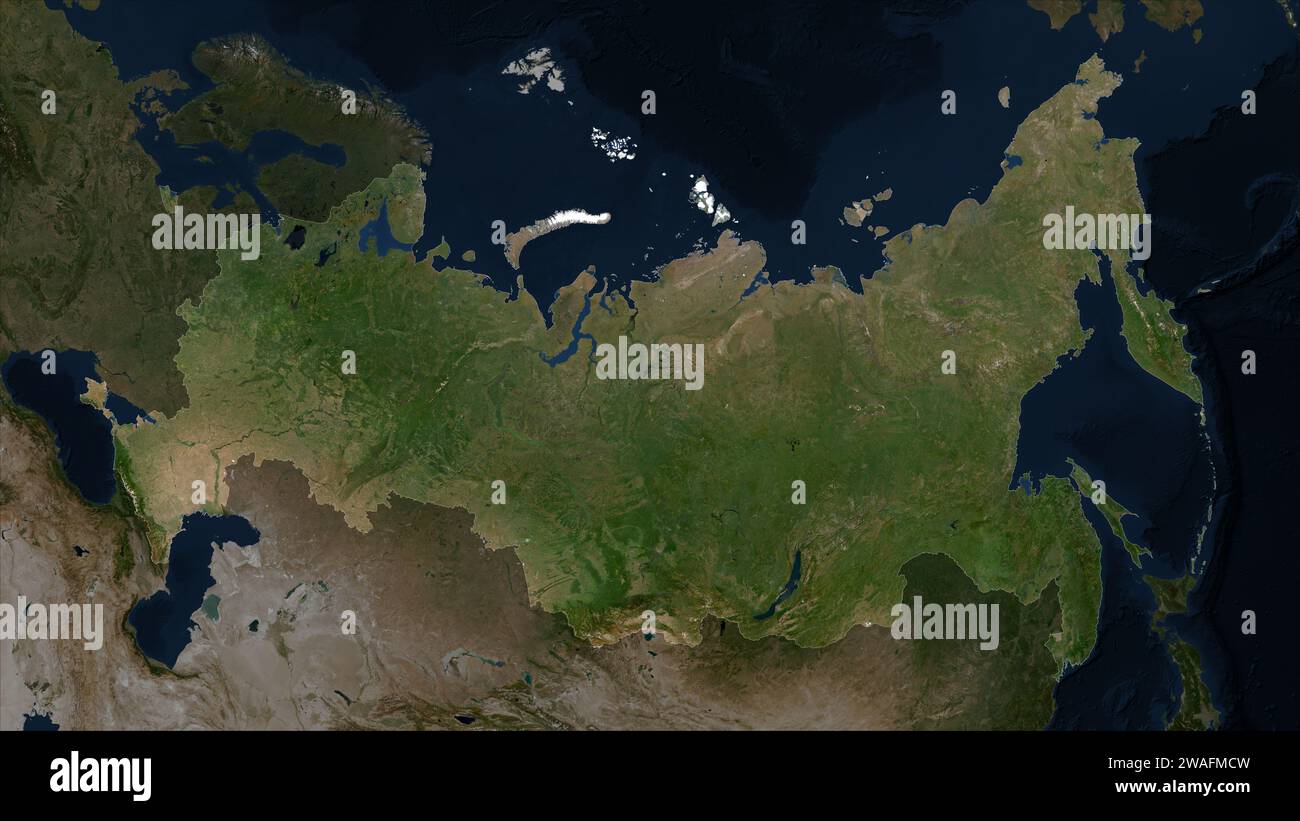 Russia highlighted on a low resolution satellite map Stock Photo - Alamy