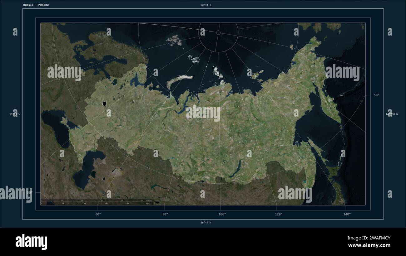 Russia highlighted on a high resolution satellite map map with the ...