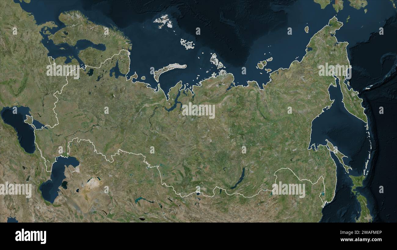 Russia outlined on a high resolution satellite map Stock Photo - Alamy