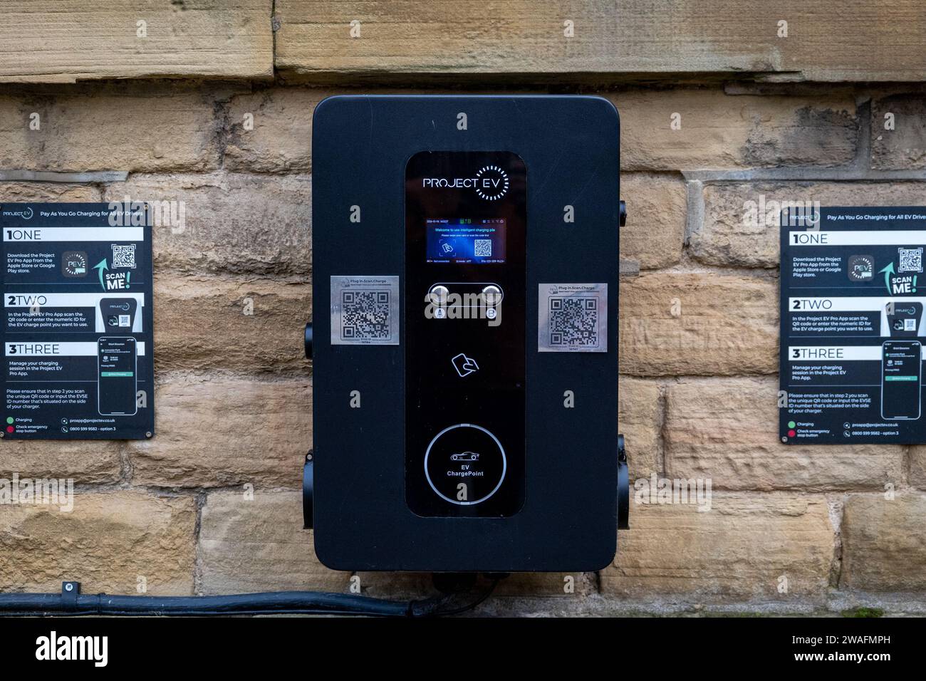 ProjectEV wall mounted electric vehicle chargers at Salts Mill. EV ...