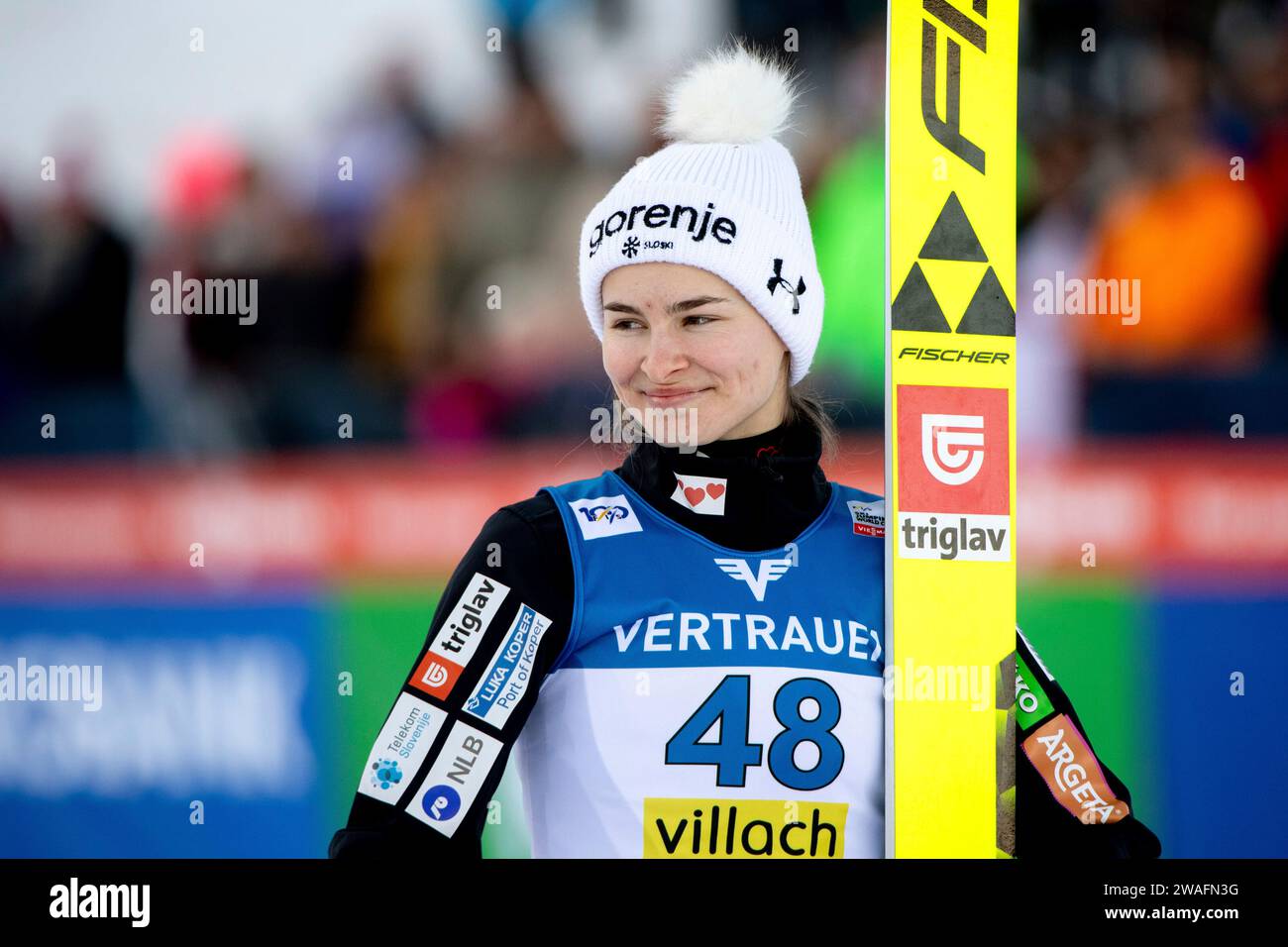 Nika Kriznar (Slowenien) freut sich ueber Platz 3, AUT, FIS Viessmsann ...