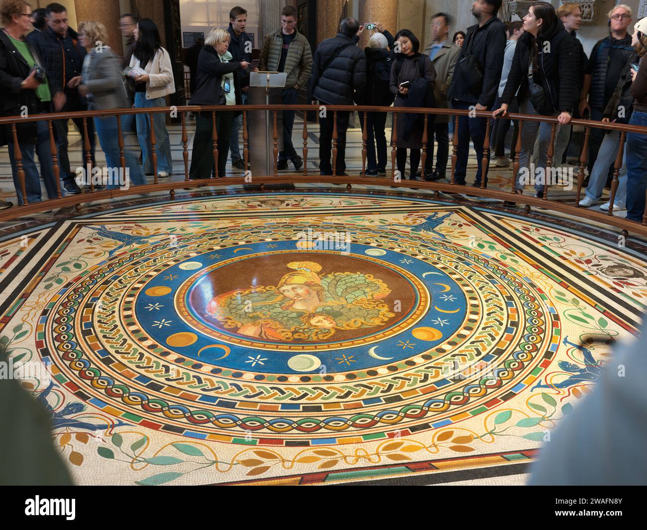 Visitors around the floor mosaic in the Greek Cross room, Vatican ...