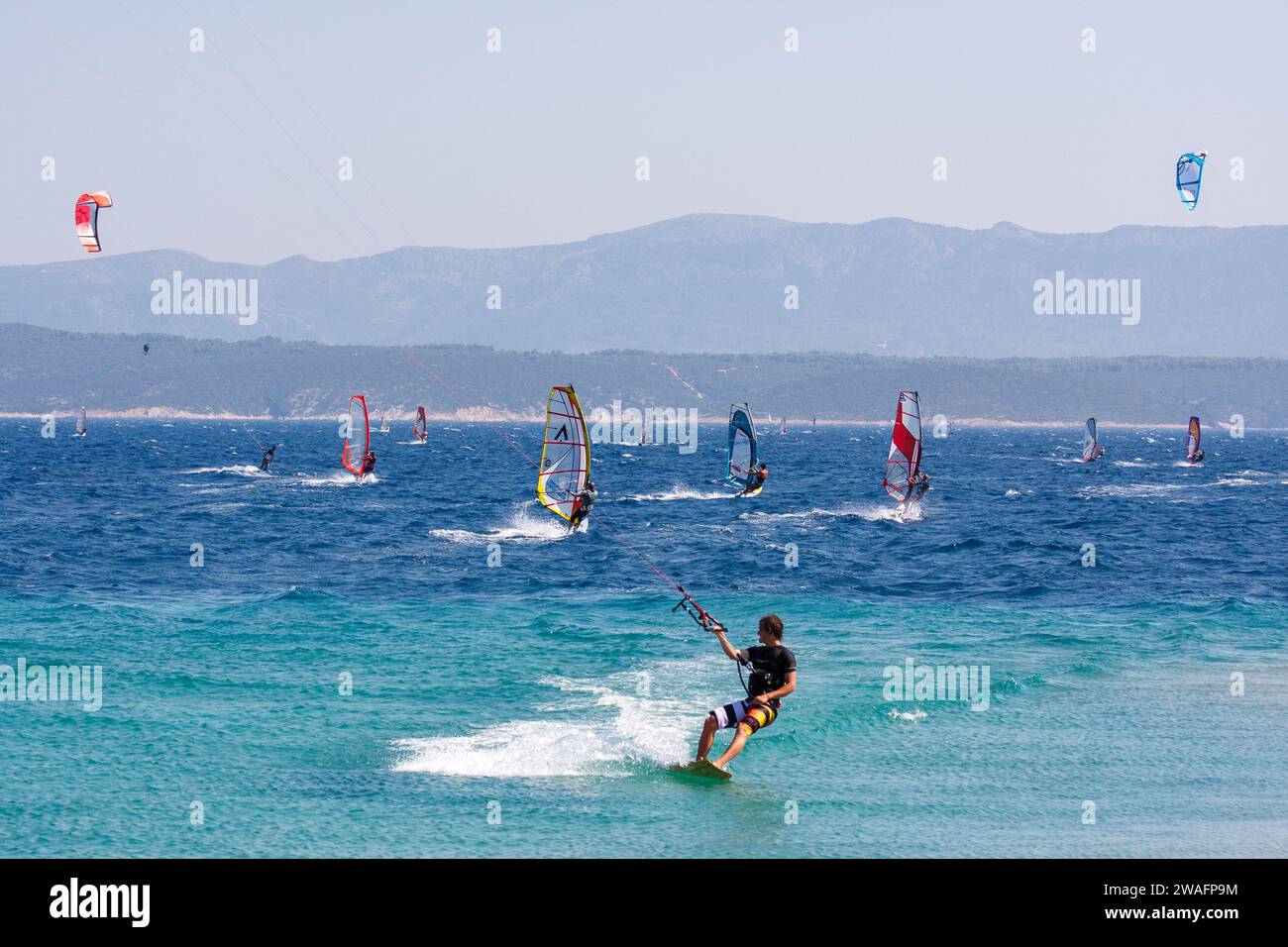 Adventurous Windsurfing Excursion Scene Stock Photo - Alamy