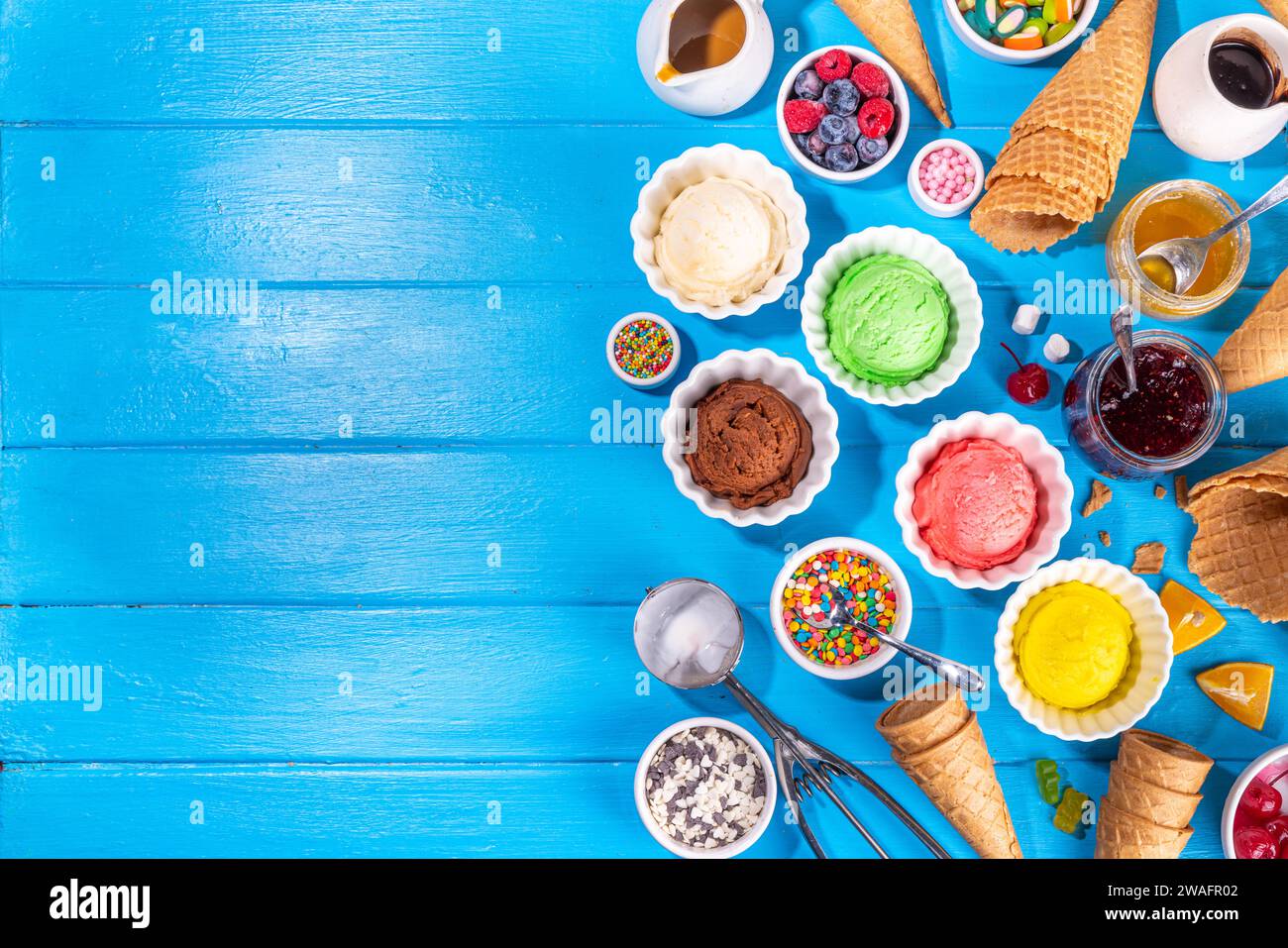 Ice cream festival background, Summer ice cream buffet with various ...