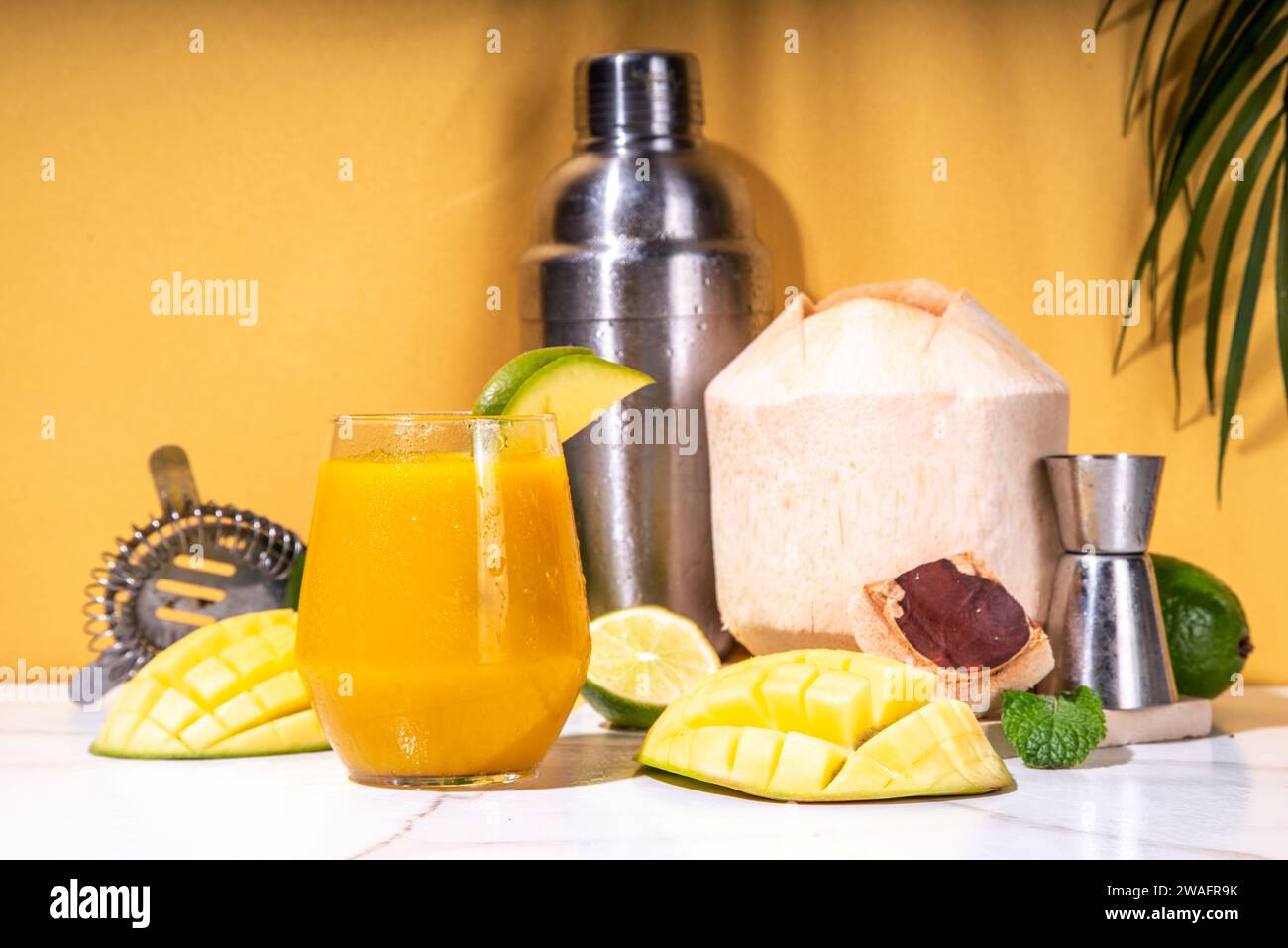 Mango coconut margarita cocktail, Non-alcoholic mocktail, indian mango ...