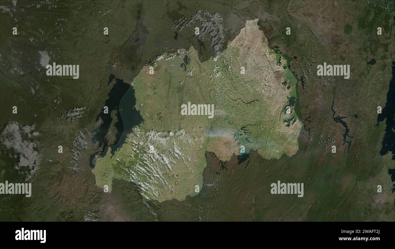 Rwanda highlighted on a high resolution satellite map Stock Photo - Alamy