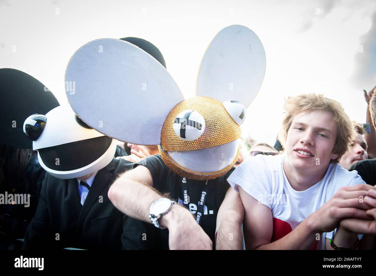 London, UK, Saturday, 11th June 2011 Deadmau5 fans wearing mouse masks ...