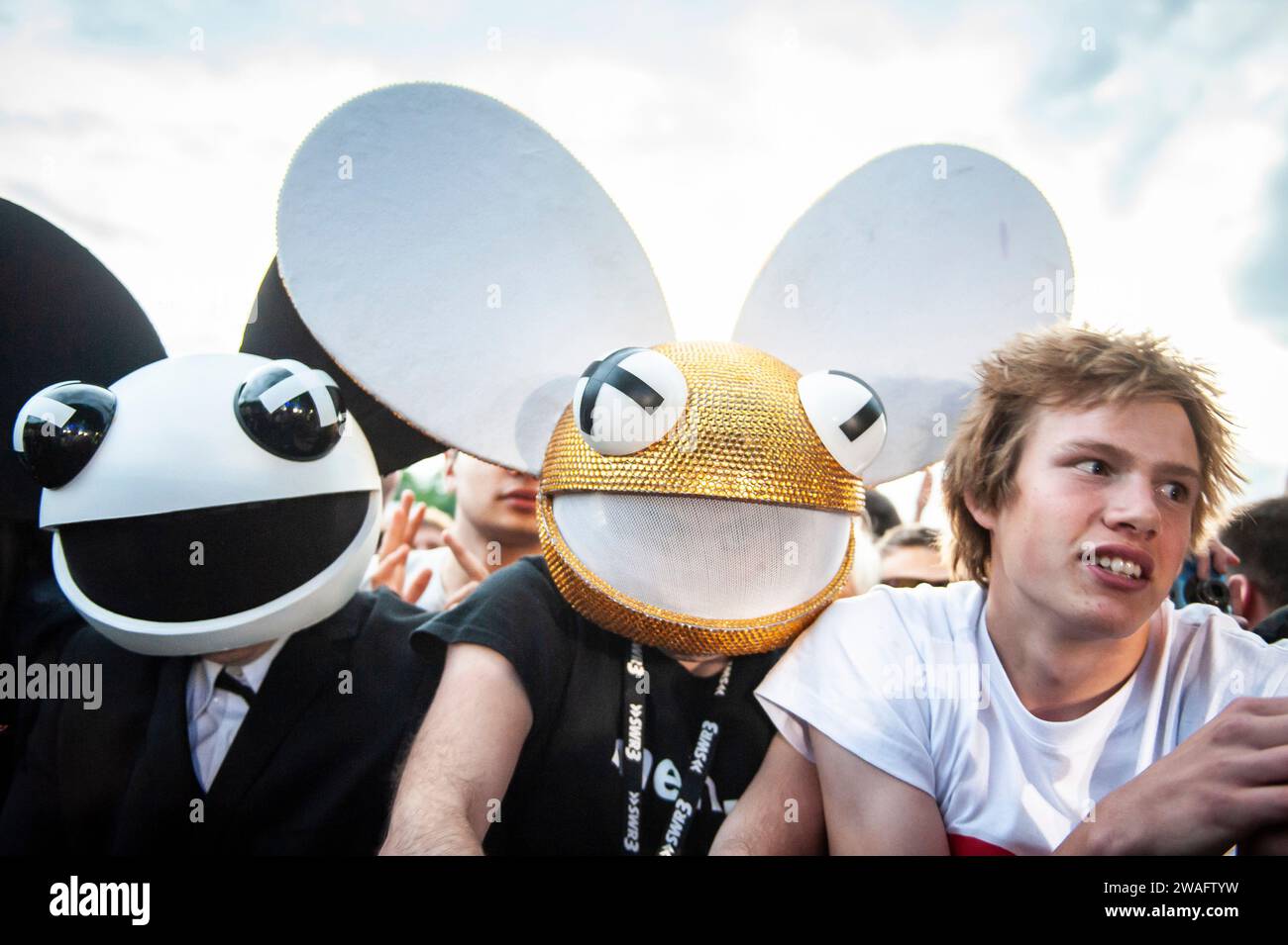 London, UK, Saturday, 11th June 2011 Deadmau5 fans wearing mouse masks ...