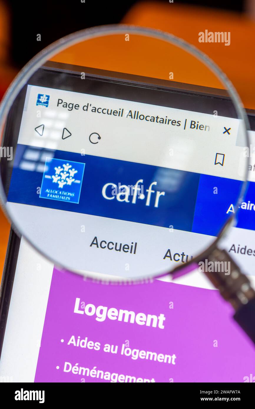 Page of the 'caf.fr' website of Caisse d'Allocations Familiales (CAF ...