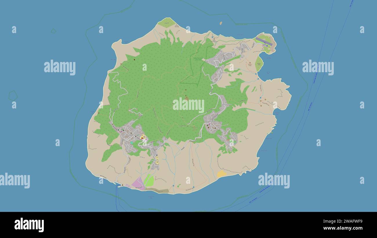 Saba - Dutch Caribbean outlined on a topographic, OSM standard style map Stock Photo - Alamy