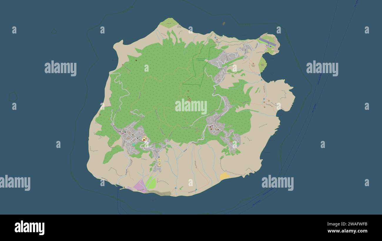 Saba - Dutch Caribbean highlighted on a topographic, OSM standard style ...
