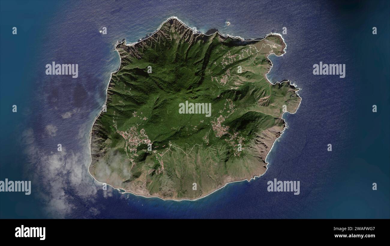 Saba - Dutch Caribbean outlined on a high resolution satellite map ...