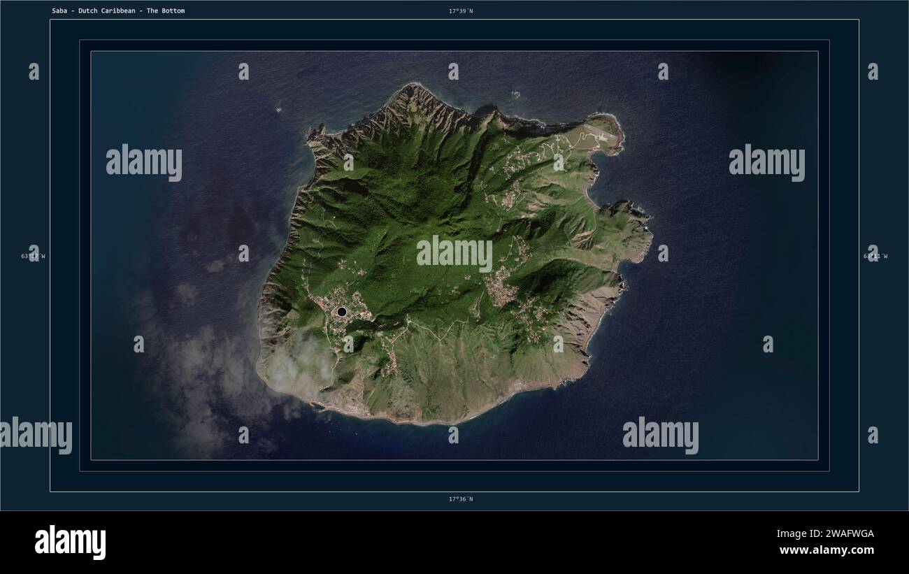 Saba - Dutch Caribbean highlighted on a high resolution satellite map ...