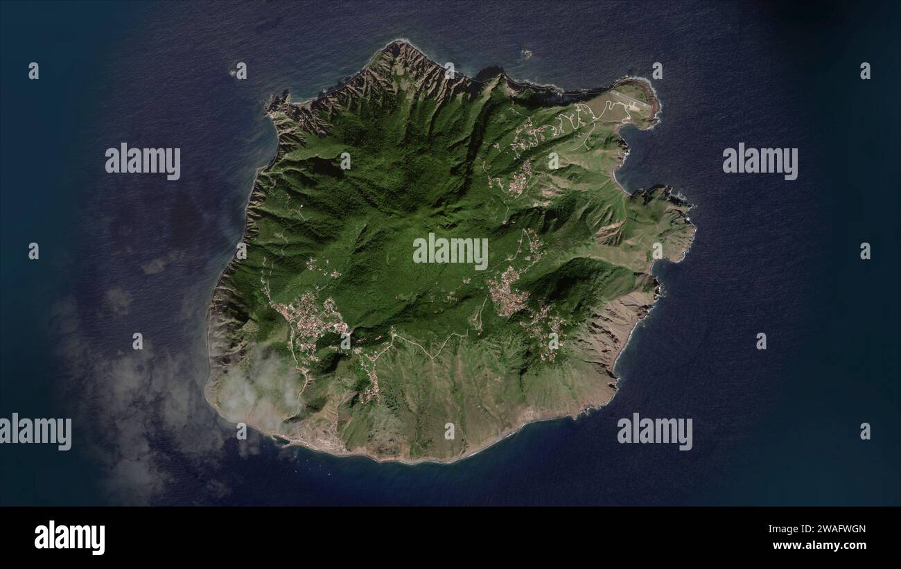 Saba - Dutch Caribbean highlighted on a high resolution satellite map ...