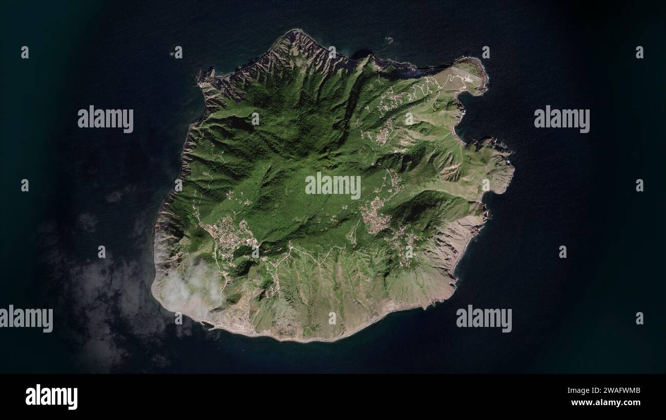 Saba - Dutch Caribbean highlighted on a low resolution satellite map ...